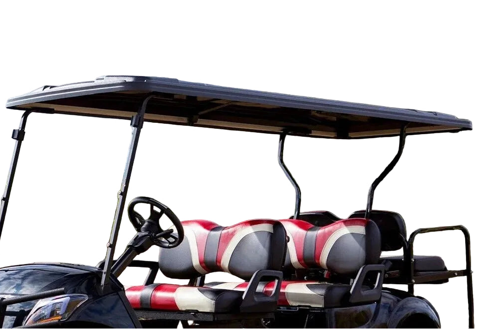 120" Golf Cart Limo Roof Top Black 6-Passenger Made in USA | GolfCartGurus