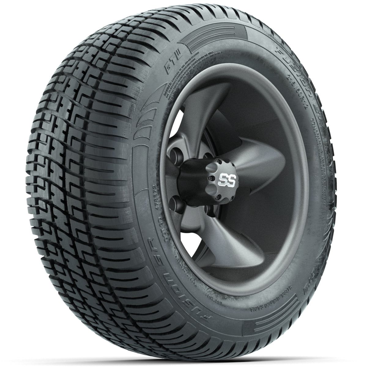 Set of (4) 12 in GTW Godfather Wheels with 215/50-R12 Fusion S/R Stree ...