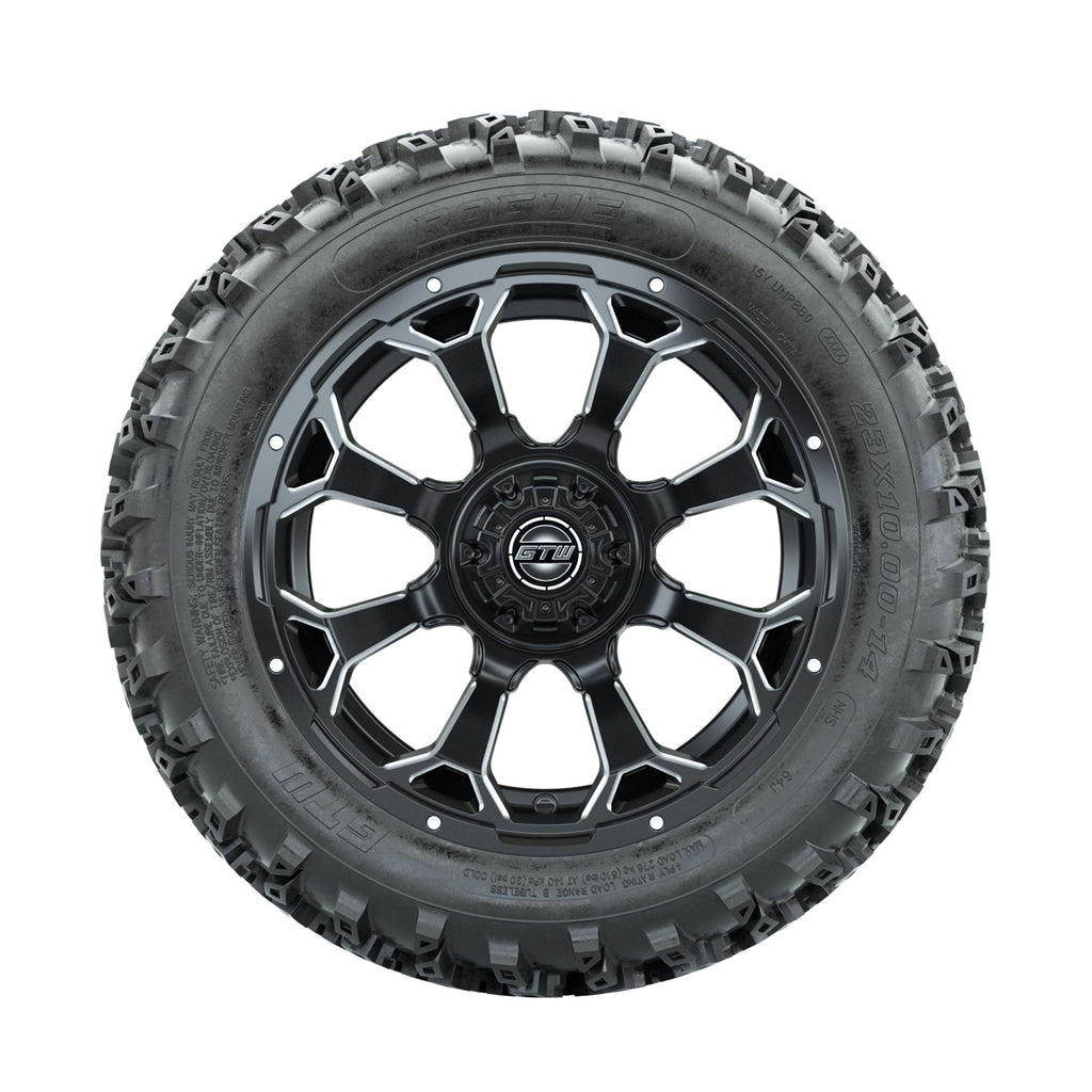 GTW Raven Ball Milled/Matte Black 14 in Wheels with 23x10.00-14 Rogue ...
