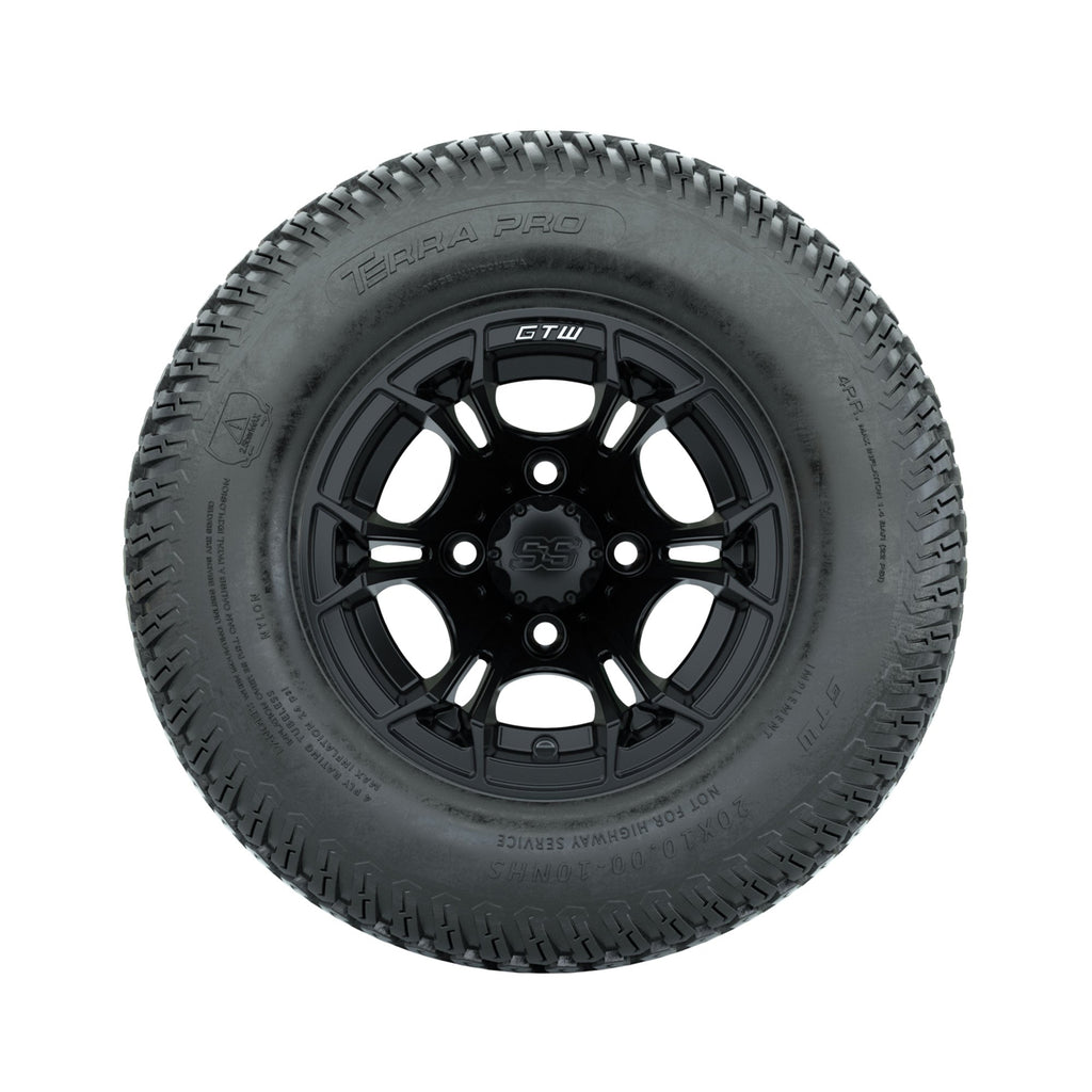 GTW Spyder Matte Black 10 in Wheels with 20x10-10 Terra Pro S-Tread Tr ...
