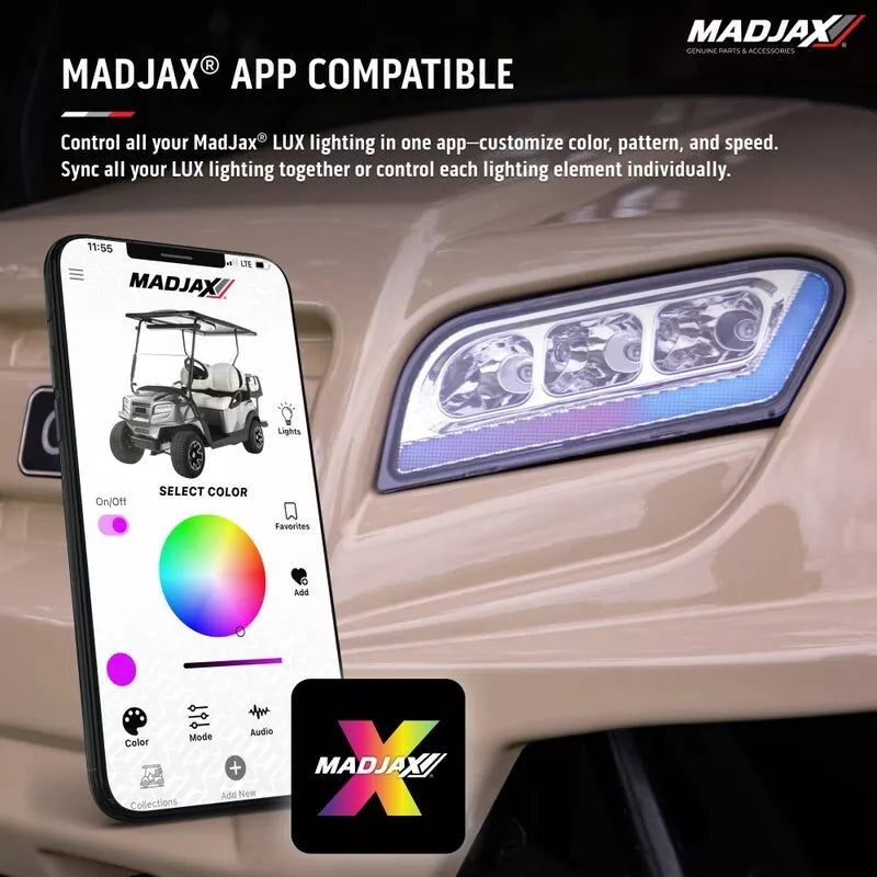 Club Car Onward Golf Cart LED RGB Headlight Only Kit MadJax LUX LT Col ...