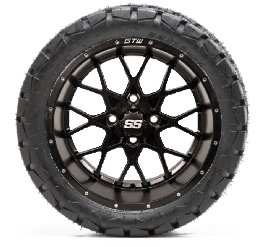 14 inch Matte Black Vortex w/ 22 10 14 Timberwolf Hybrid Tire (set of ...